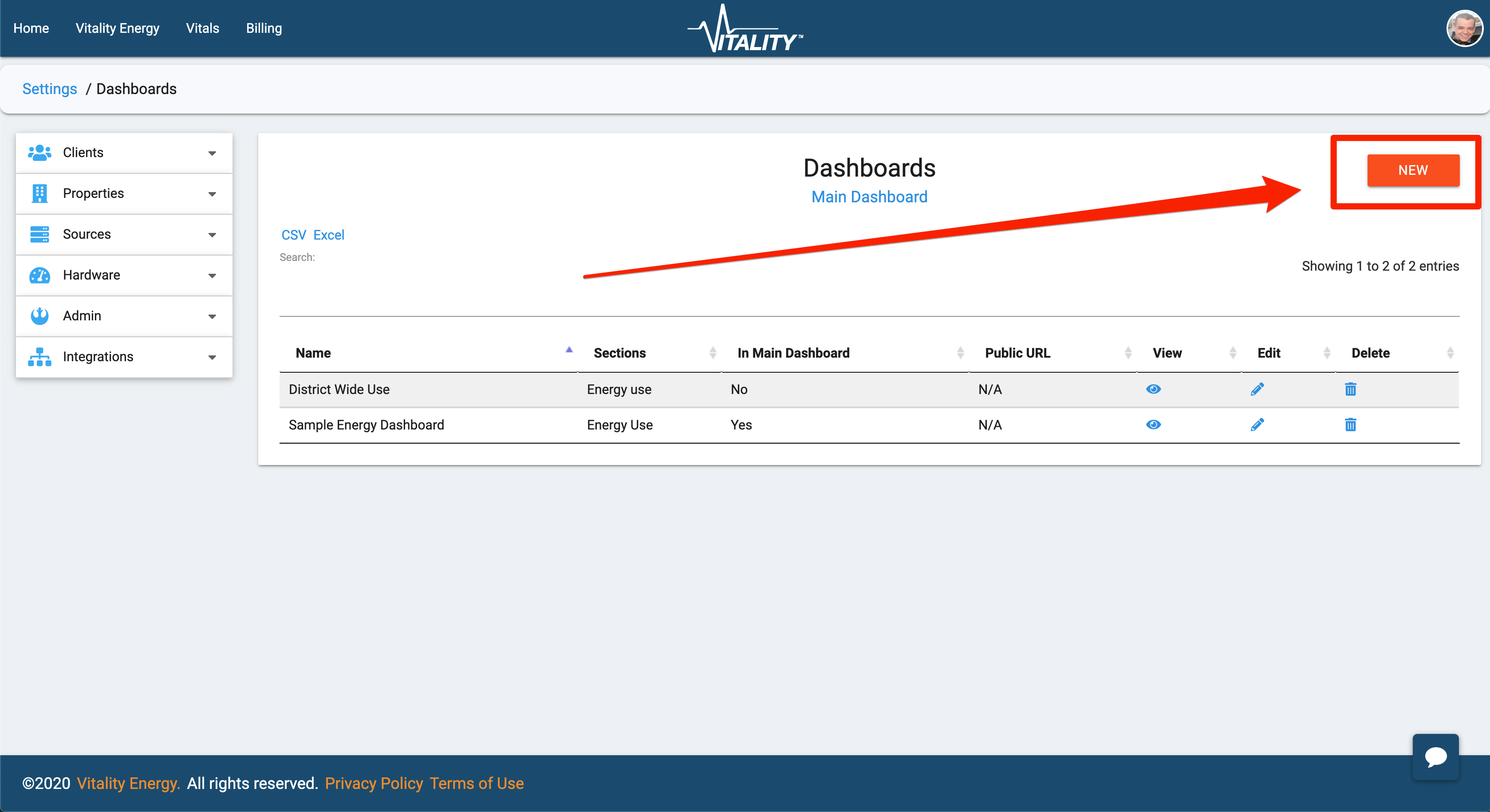 Creating a New Dashboard