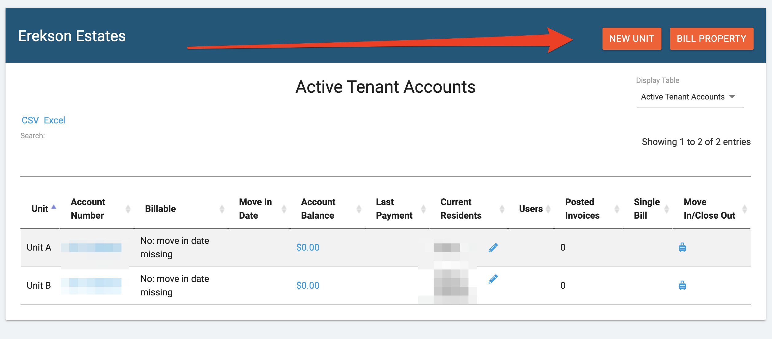 Create a Unit for Billing