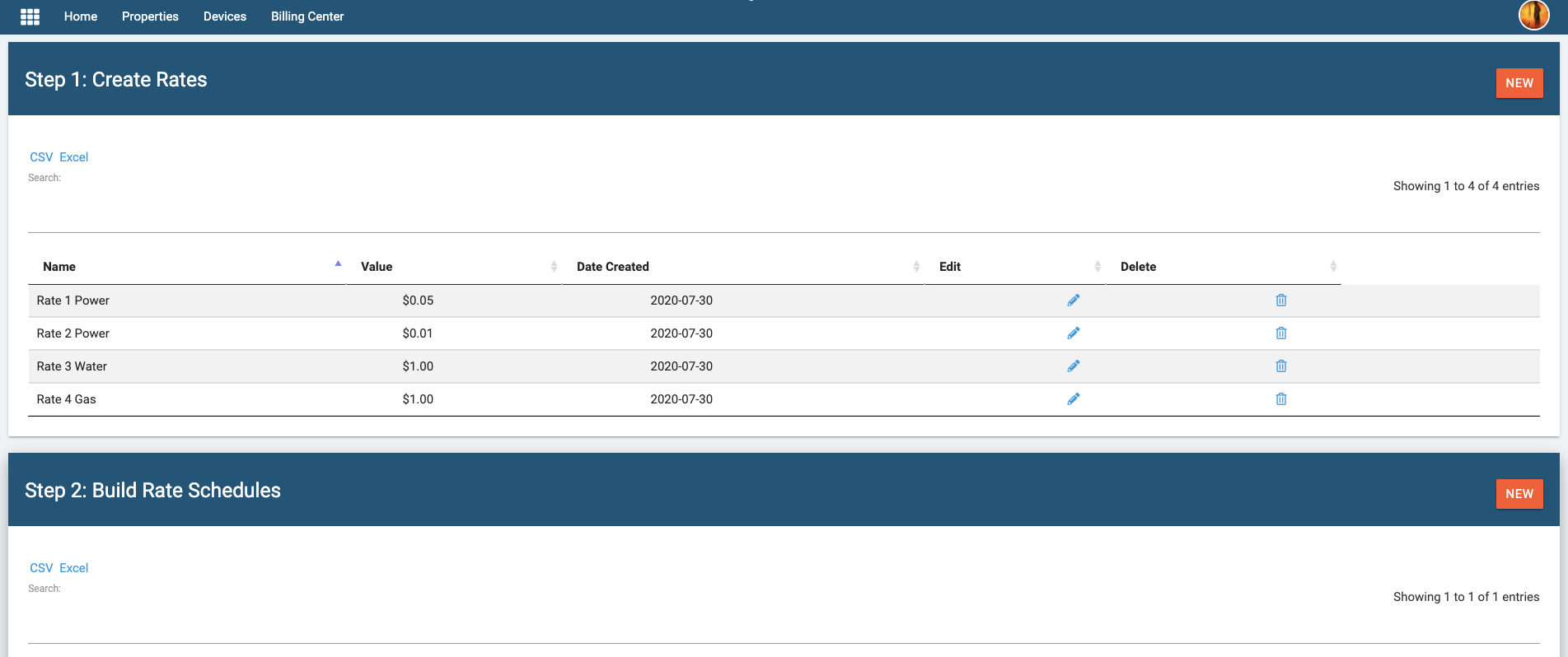 Rate Schedule Builder